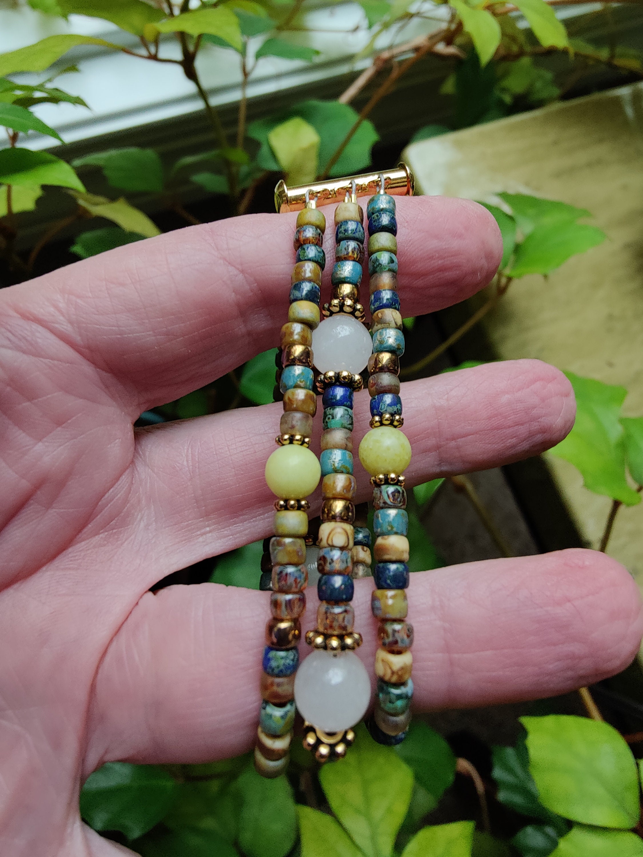 Three Strand Multicolor Bead Bracelet - Etsy