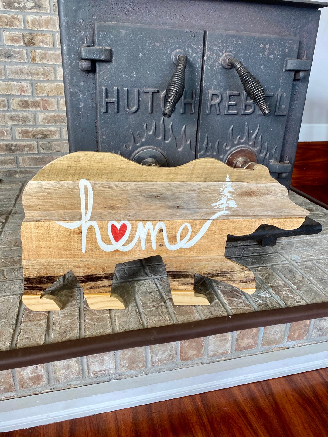 24 Home Bear With Heart / Pine Tree Pallet Wood Wall Art - Etsy