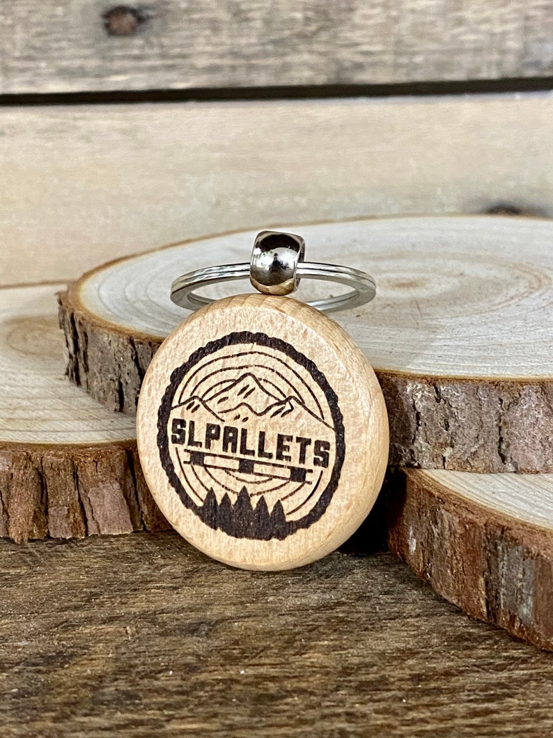 Custom Wood Keychain - Your Company Logo / Slogan Laser Engraved - Etsy