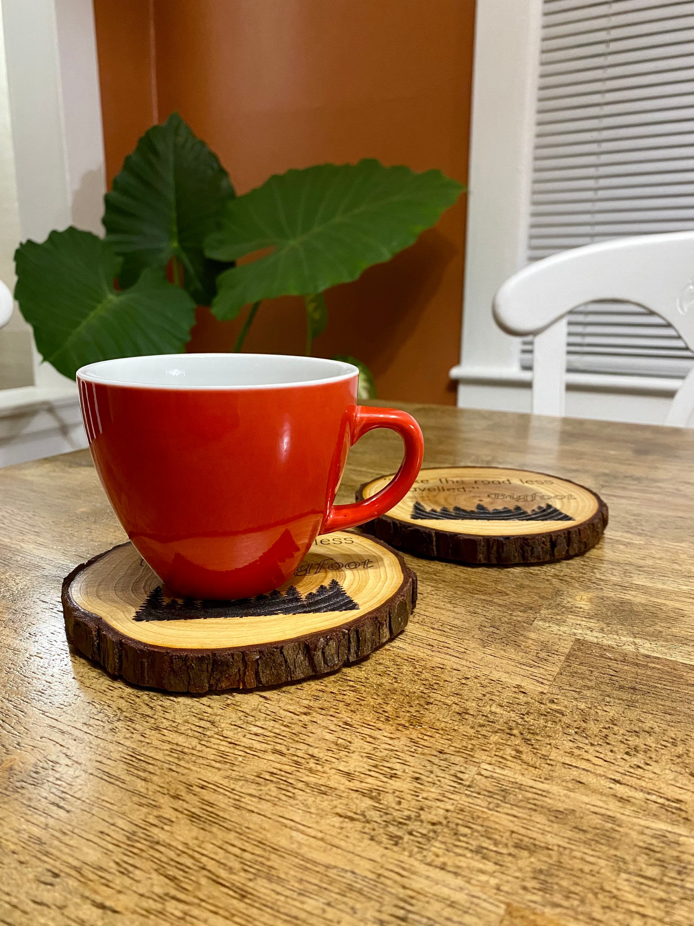 Bigfoot Oversized Wood Slice Drink Coasters Set of 2 | Etsy