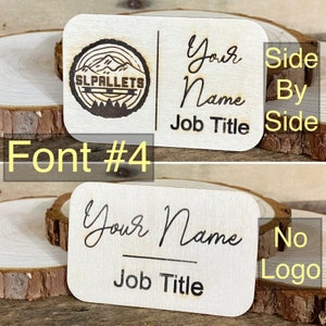 Custom Wood Name Tag With Logo; Personalized Name Badge, Employee Name ...