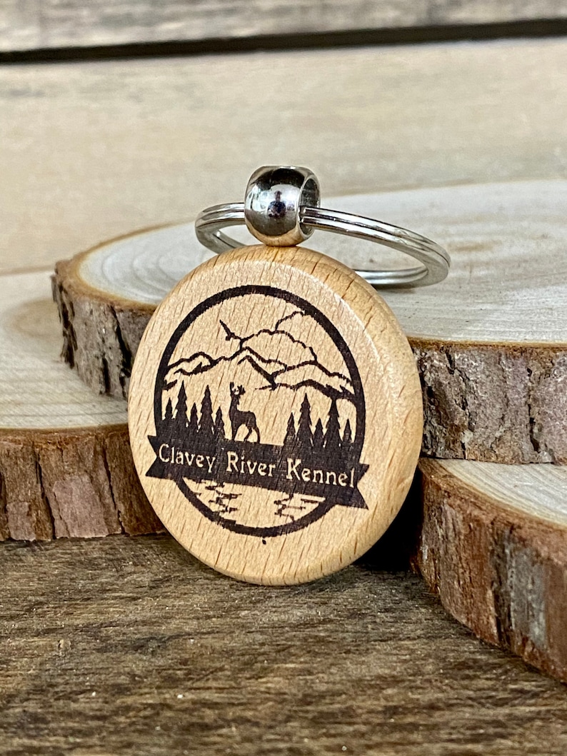 Custom Wood Keychain - Your Company Logo / Slogan Laser Engraved - Etsy
