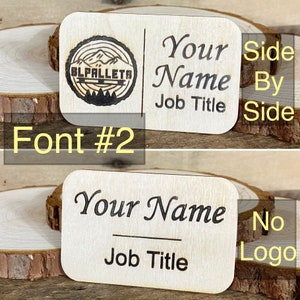 Custom Wood Name Tag With Logo; Personalized Name Badge, Employee Name ...