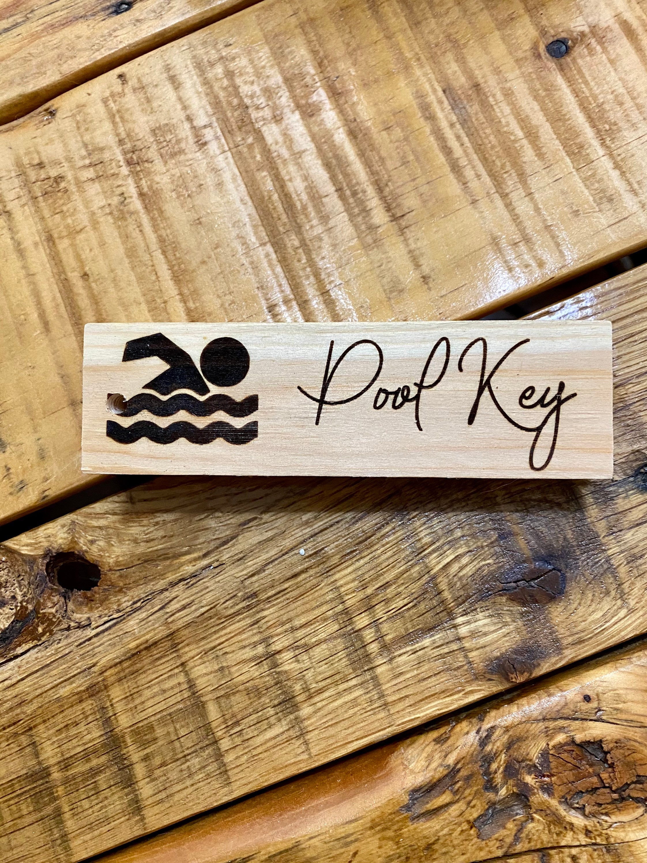 5 Pool Key Wood Block Custom Laser Engraved - Etsy