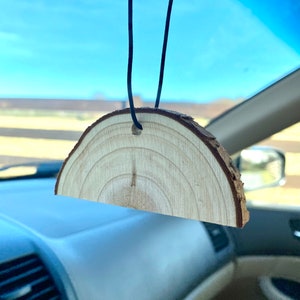 Natural Oil Diffuser - Wood Slice Car Mirror Hanger; Customizable; Add ...