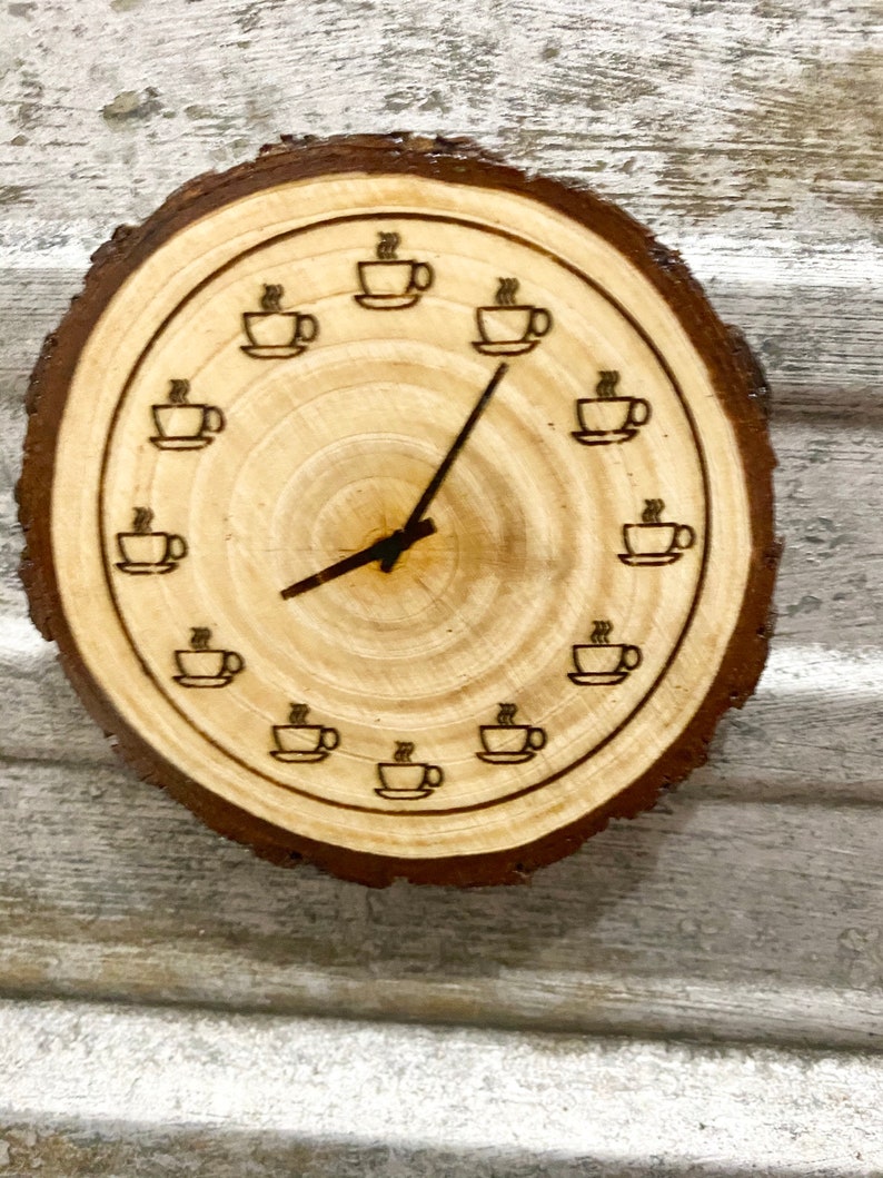 Wood Slice Fridge Magnet Handmade Coffee Mug Clock | Etsy