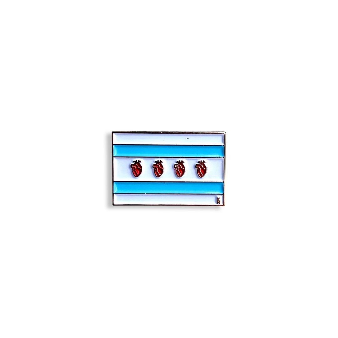 Chicago Flag Pin- Heart/cardiology/chicago Pride/chitown/cardio/heart ...