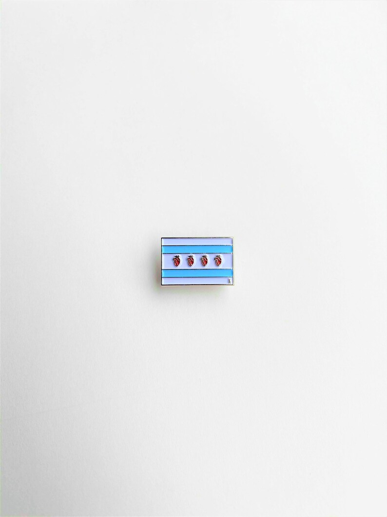 Chicago Flag Pin- Heart/cardiology/chicago Pride/chitown/cardio/heart ...