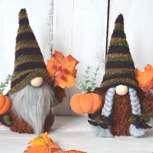 Halloween Decor Gnomes With Pumpkin Autumn Gnomes Fall | Etsy