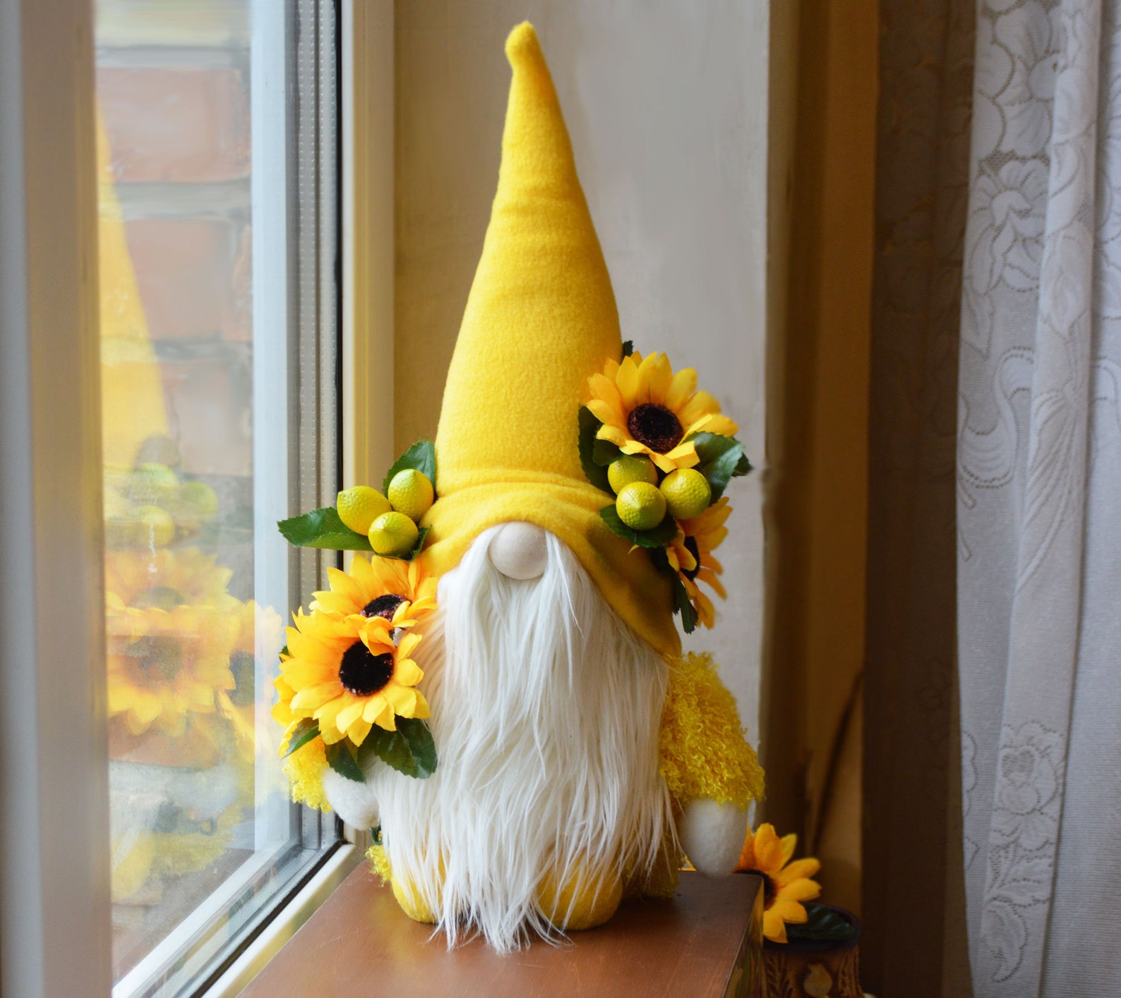Large Sunflower Gnome, Lemon Decor, Home Decor, Gnome Gift, Flower ...