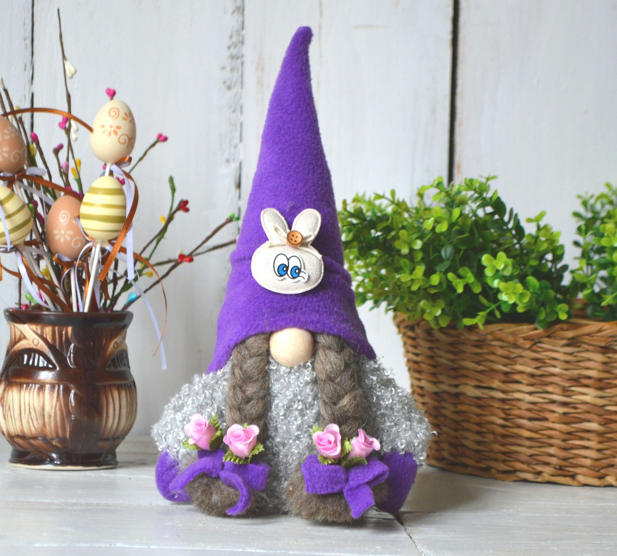 Purple Easter Gnome With Bunny Hat Easter Decorations Home - Etsy