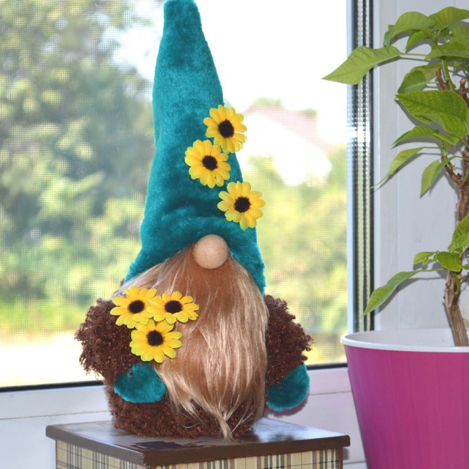 Gnome With Sunflowers House Gnome Scandinavian Gnome | Etsy