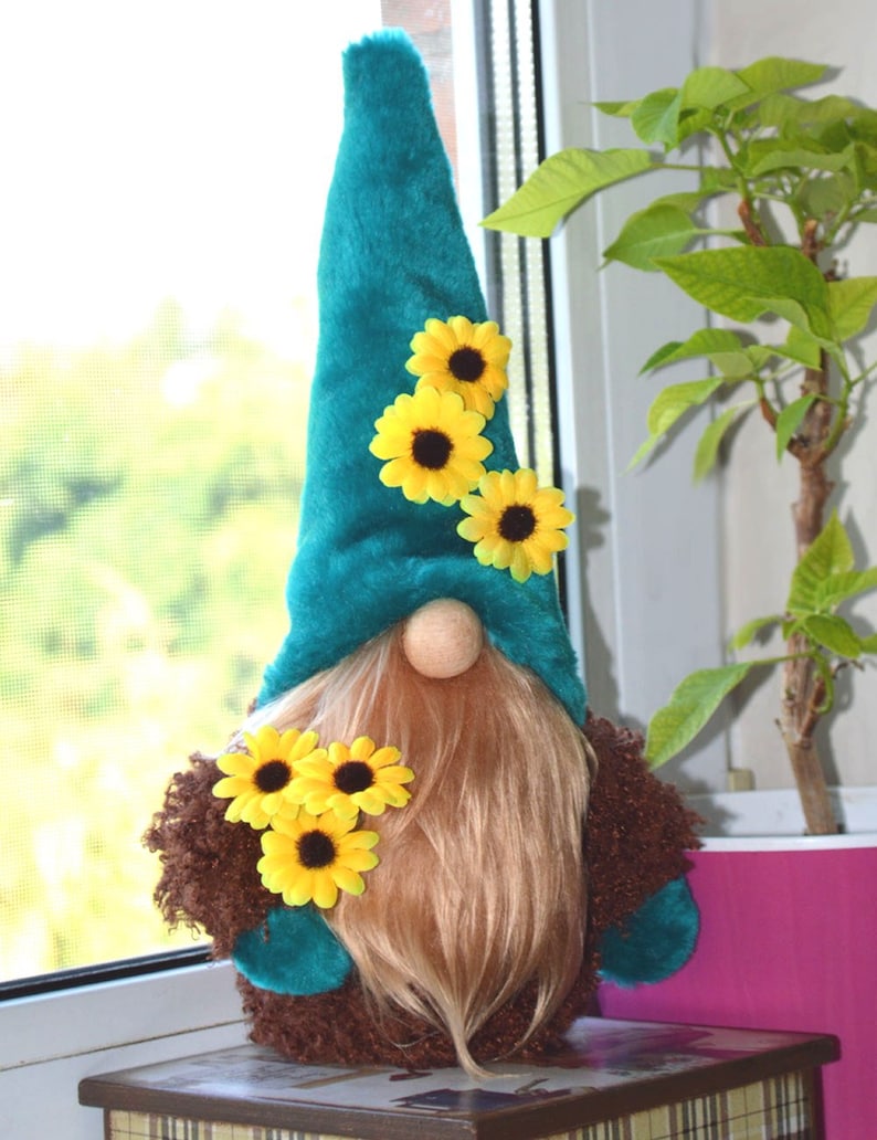 Gnome With Sunflowers House Gnome Scandinavian Gnome - Etsy