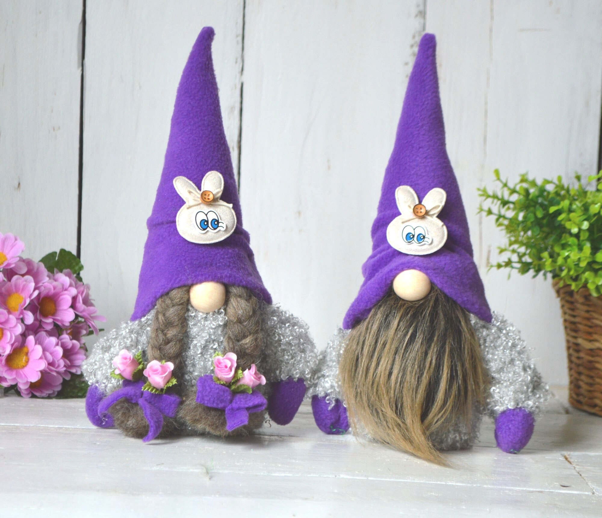 Purple Easter Gnome With Bunny Hat Easter Decorations Home - Etsy