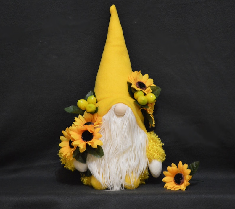 Large Sunflower Gnome: Lemon Summer Decor, Handmade - Etsy
