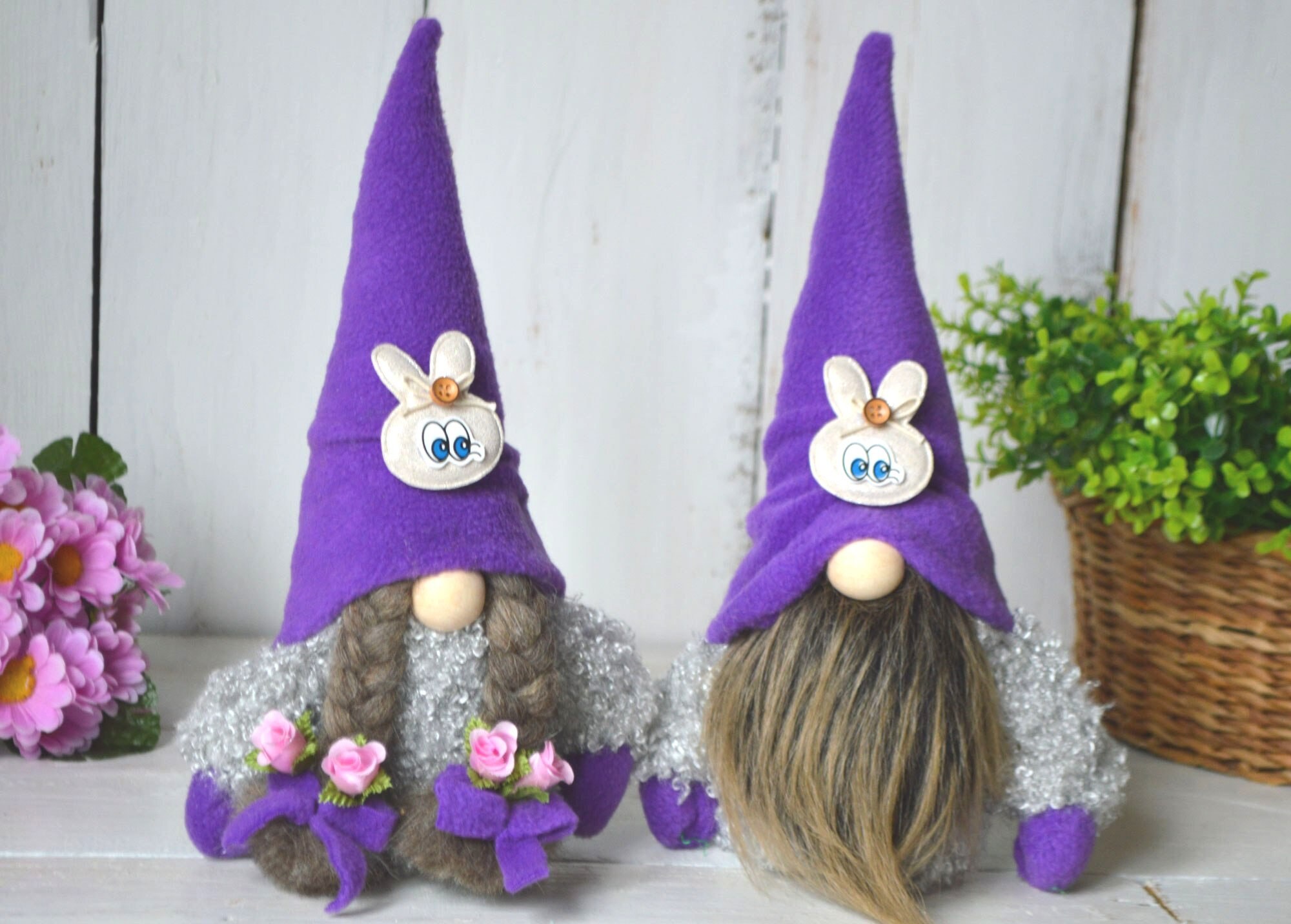 Purple Easter Gnome With Bunny Hat Easter Decorations Home - Etsy