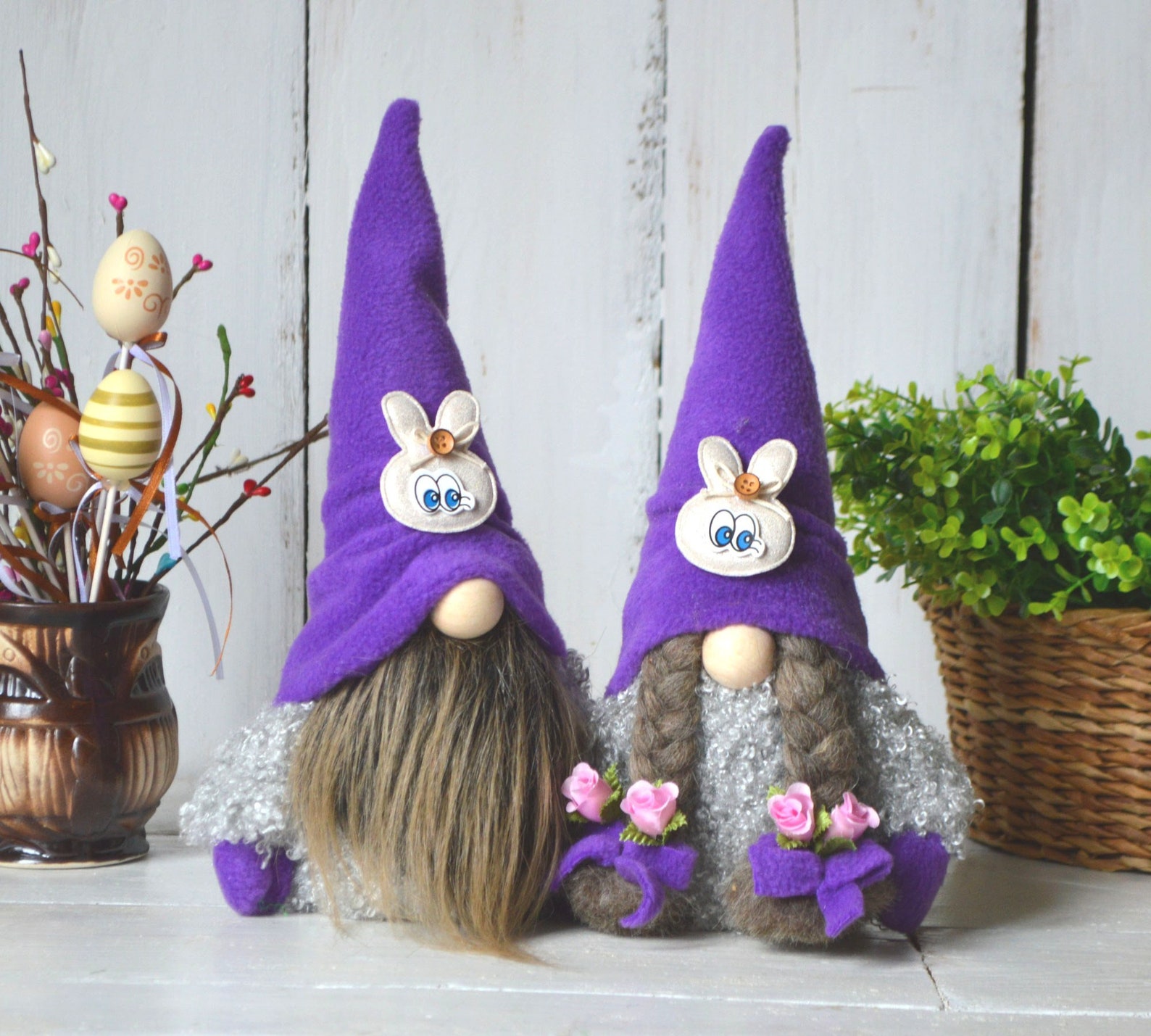 Purple Easter Gnome With Bunny Hat Easter Decorations Home - Etsy