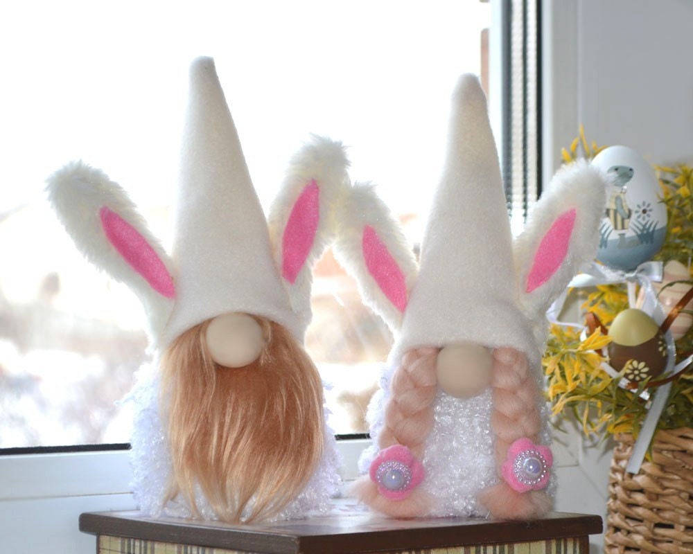 Fluffy White Bunny Gnomes Good Luck Gift Easter Gnome Gift - Etsy