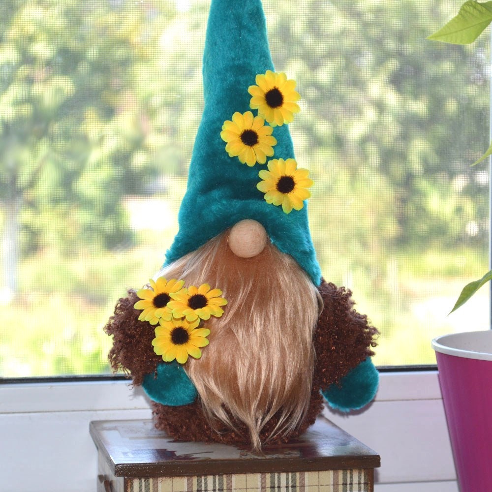 Gnome With Sunflowers House Gnome Scandinavian Gnome - Etsy