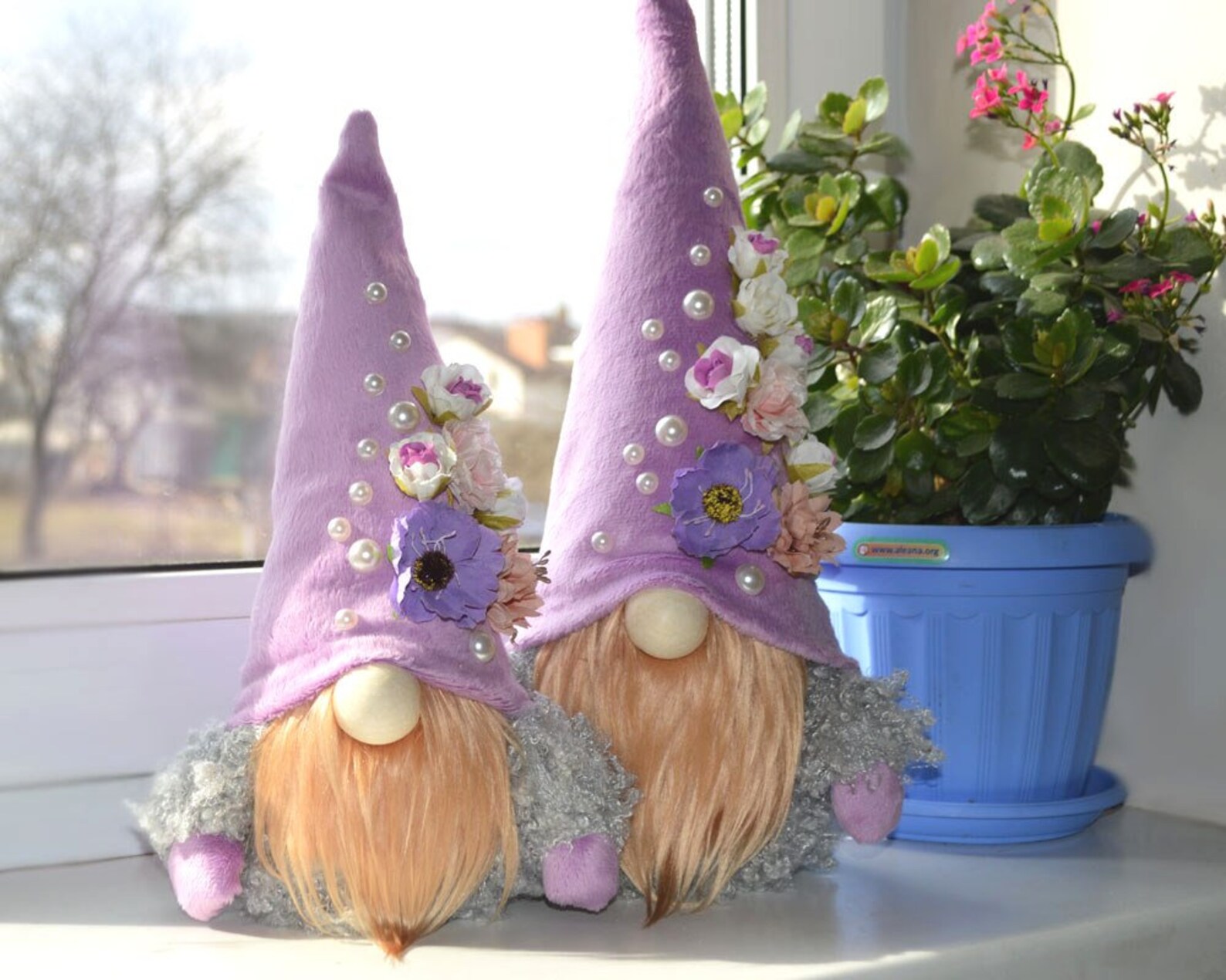 Flower Gnome in a Lilac Hat Easter Gnome Scandinavian Gnome - Etsy
