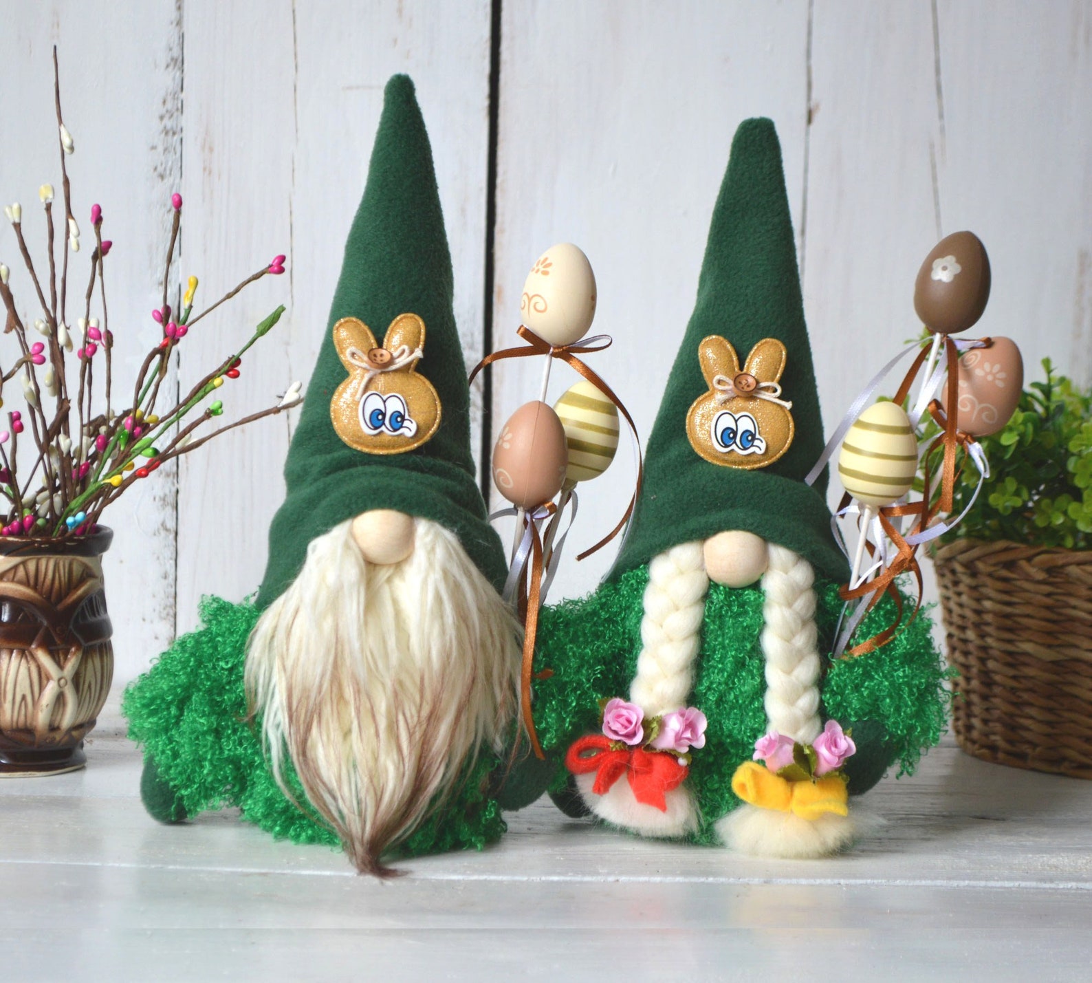 Easter Bunny Gnome With Bunch of Easter Eggs Spring - Etsy