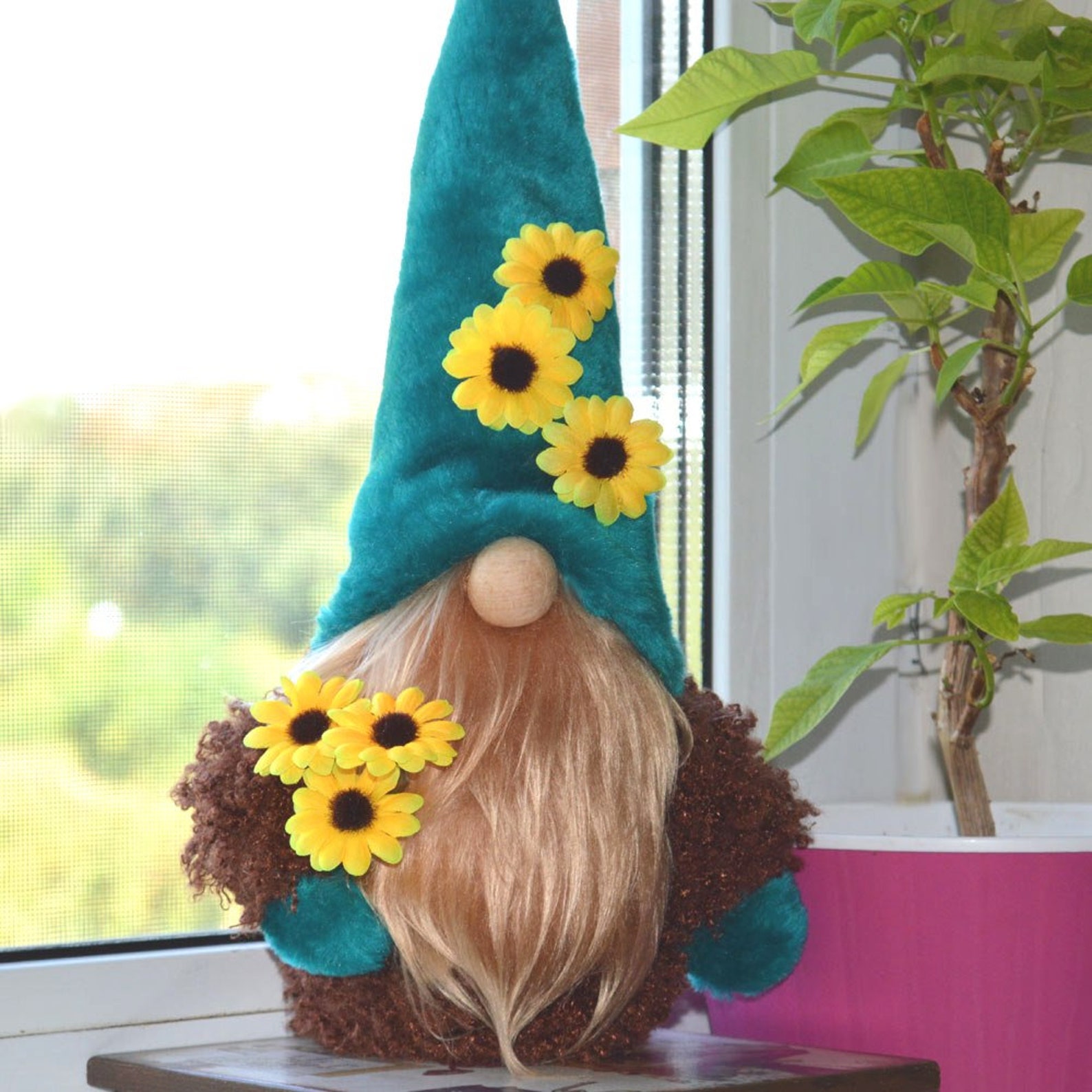 Gnome With Sunflowers House Gnome Scandinavian Gnome - Etsy