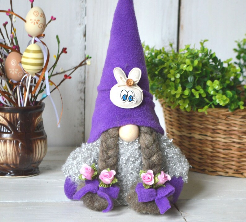 Purple Easter Gnome With Bunny Hat Easter Decorations Home - Etsy