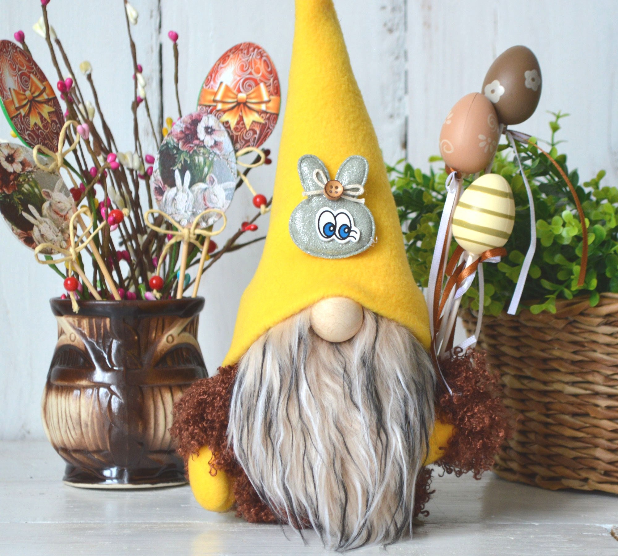 Easter decor Bunny Gnome with Easter eggs Spring Gnomes | Etsy