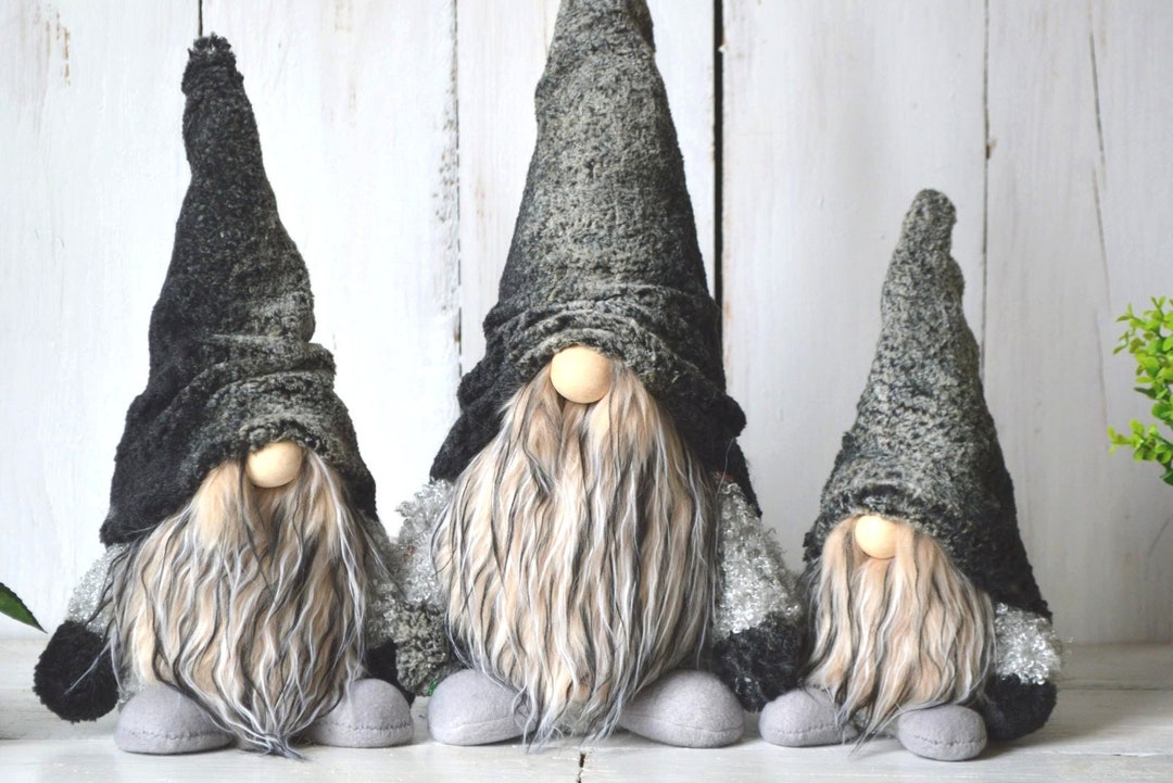 Super Soft Gray Gnome in a Fur Hat, Scandinavian Gnomes, Forest Gnome ...