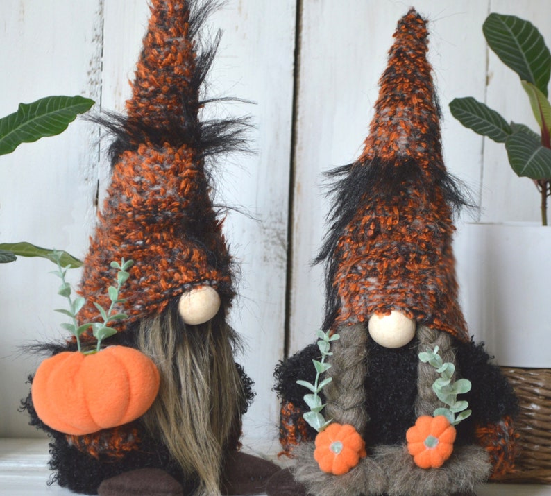 Halloween Decor Gnomes With Pumpkin Autumn Gnomes Fall - Etsy