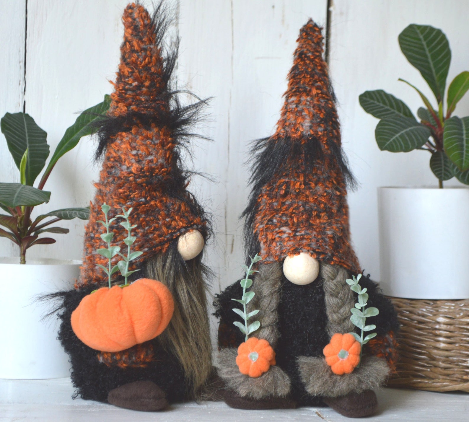 Halloween Decor Gnomes With Pumpkin Autumn Gnomes Fall | Etsy