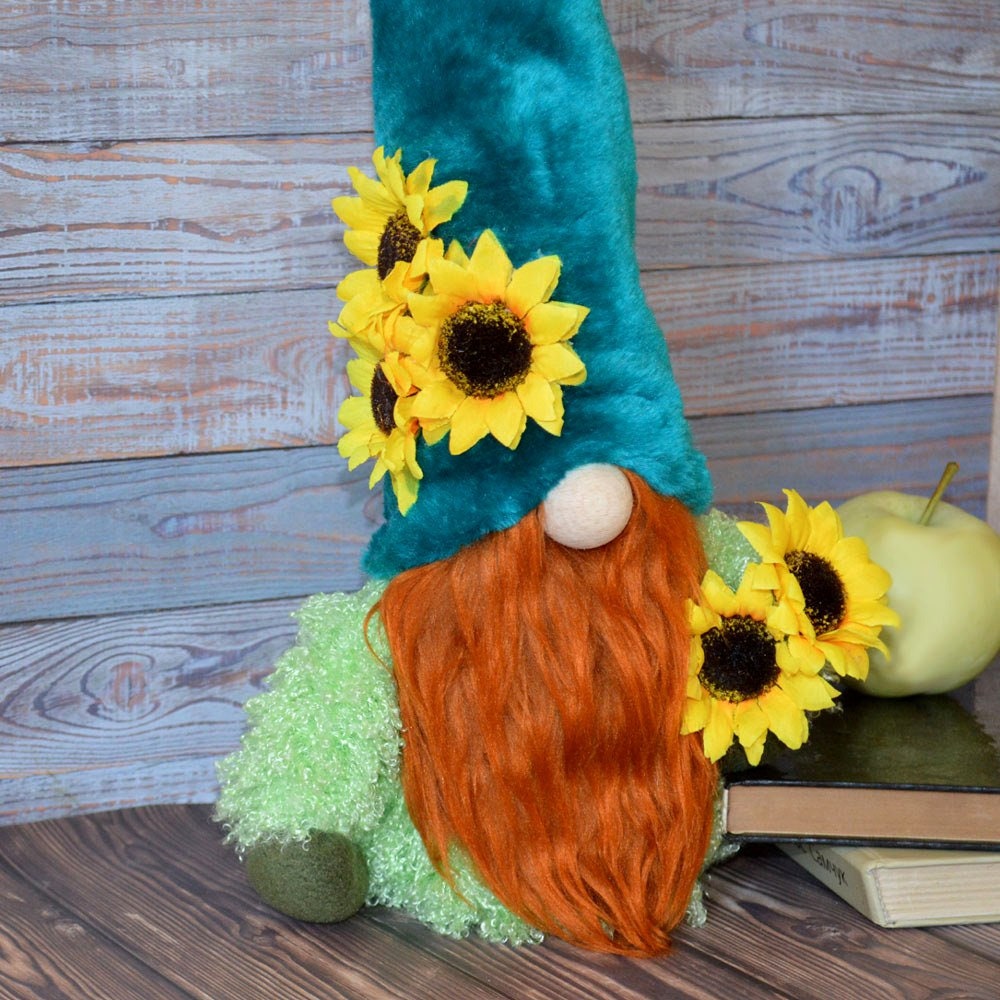 House Gnome with sunflowers Scandinavian gnome Swedish | Etsy