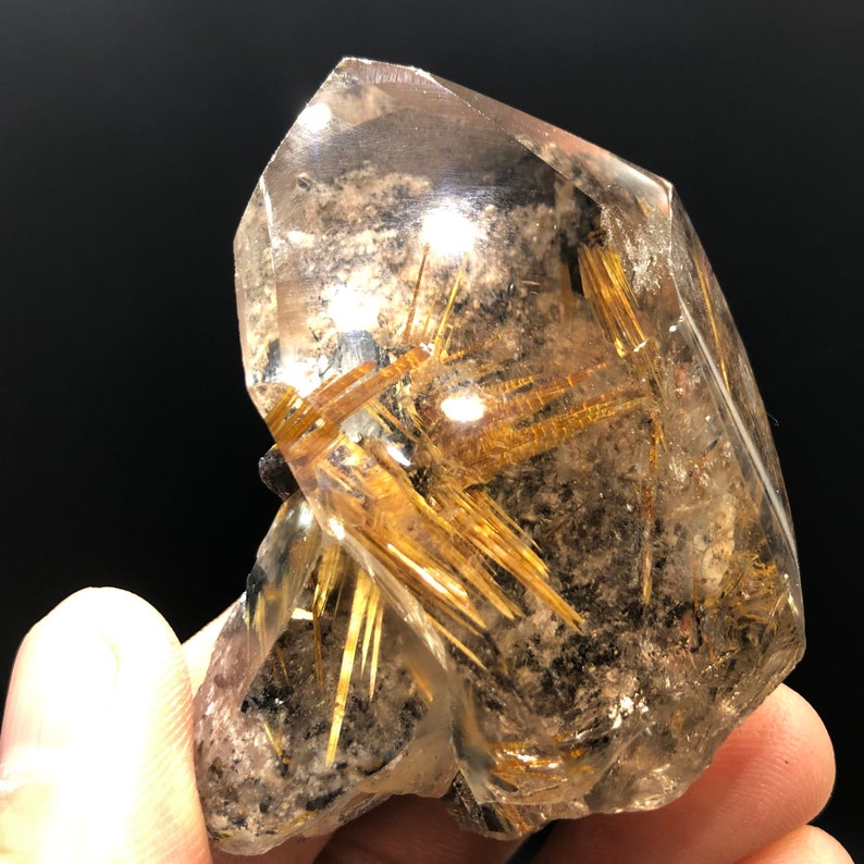 Crystal Natural Clear Golden Titanium Crystal Quartz Specimen - Etsy