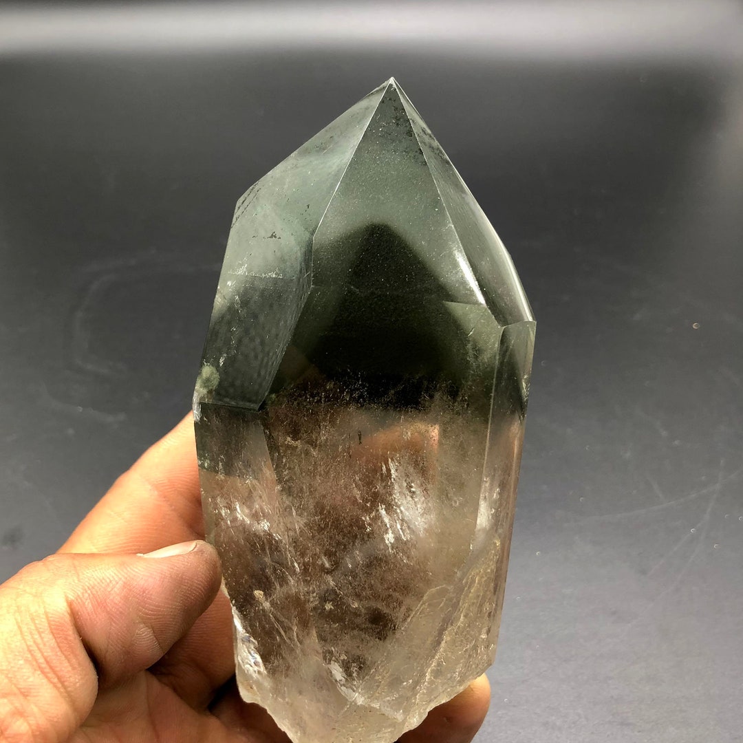 CRYSTAL Natural Green Ghost Crystal Specimen,phantom Crystal Pyramid# ...