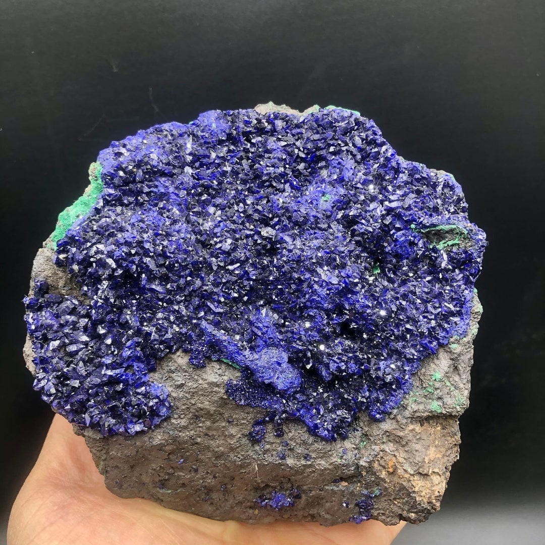 Azurite Malachite Mineral Specimen, Deep Blue Crystal Cluster, Raw ...