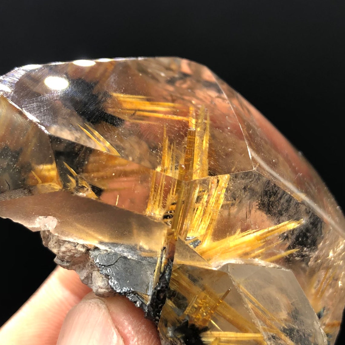 Crystal Natural Clear Golden Titanium crystal Quartz Specimen | Etsy