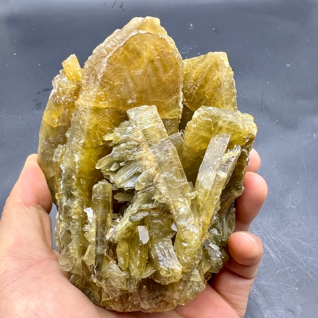 1460g CRYSTAL Natural Barite Crystal , Yellow Barite Very Beautiful ...