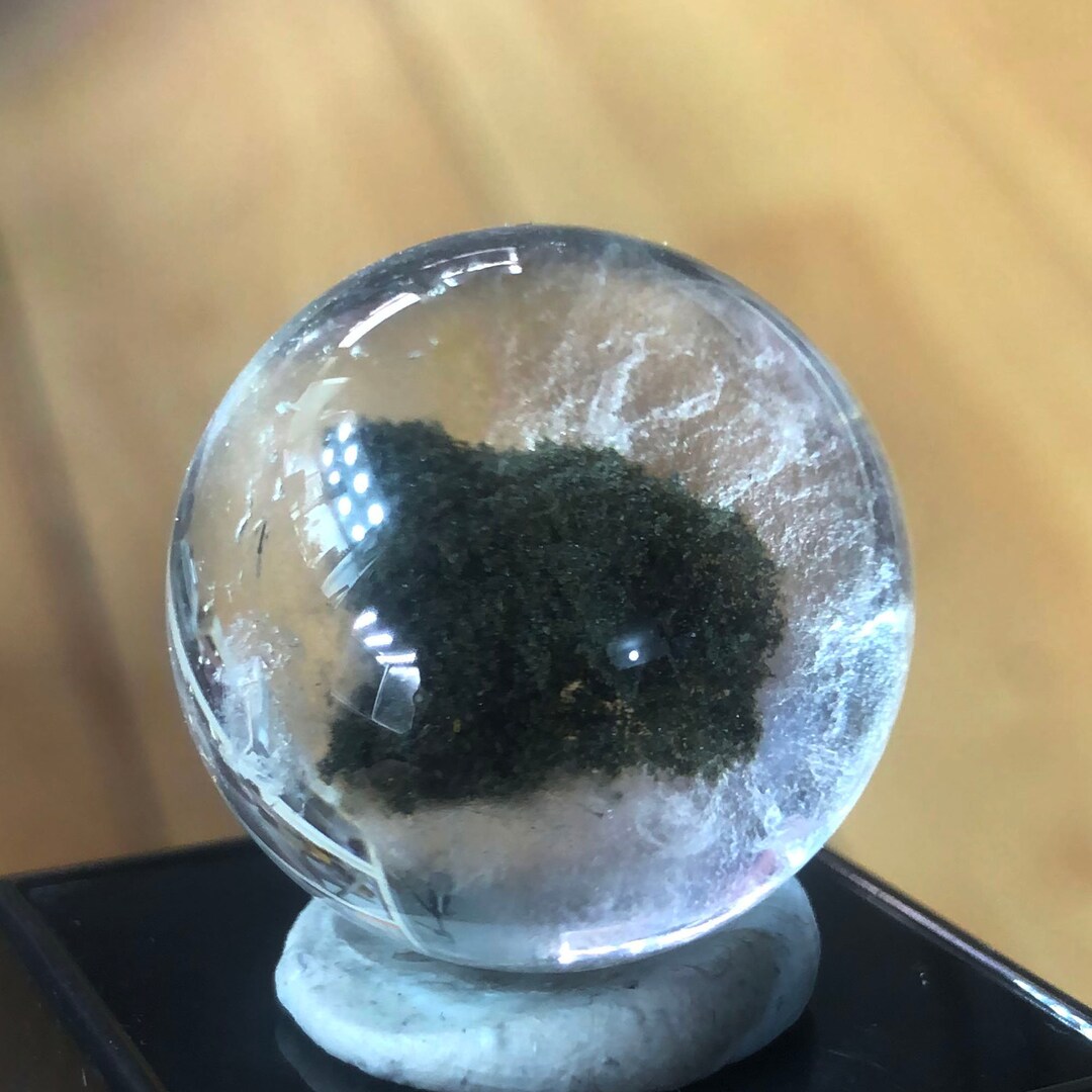 NATURAL Green Ghost Quartz Crystal Sphere Ball Hesling , NATURAL ...