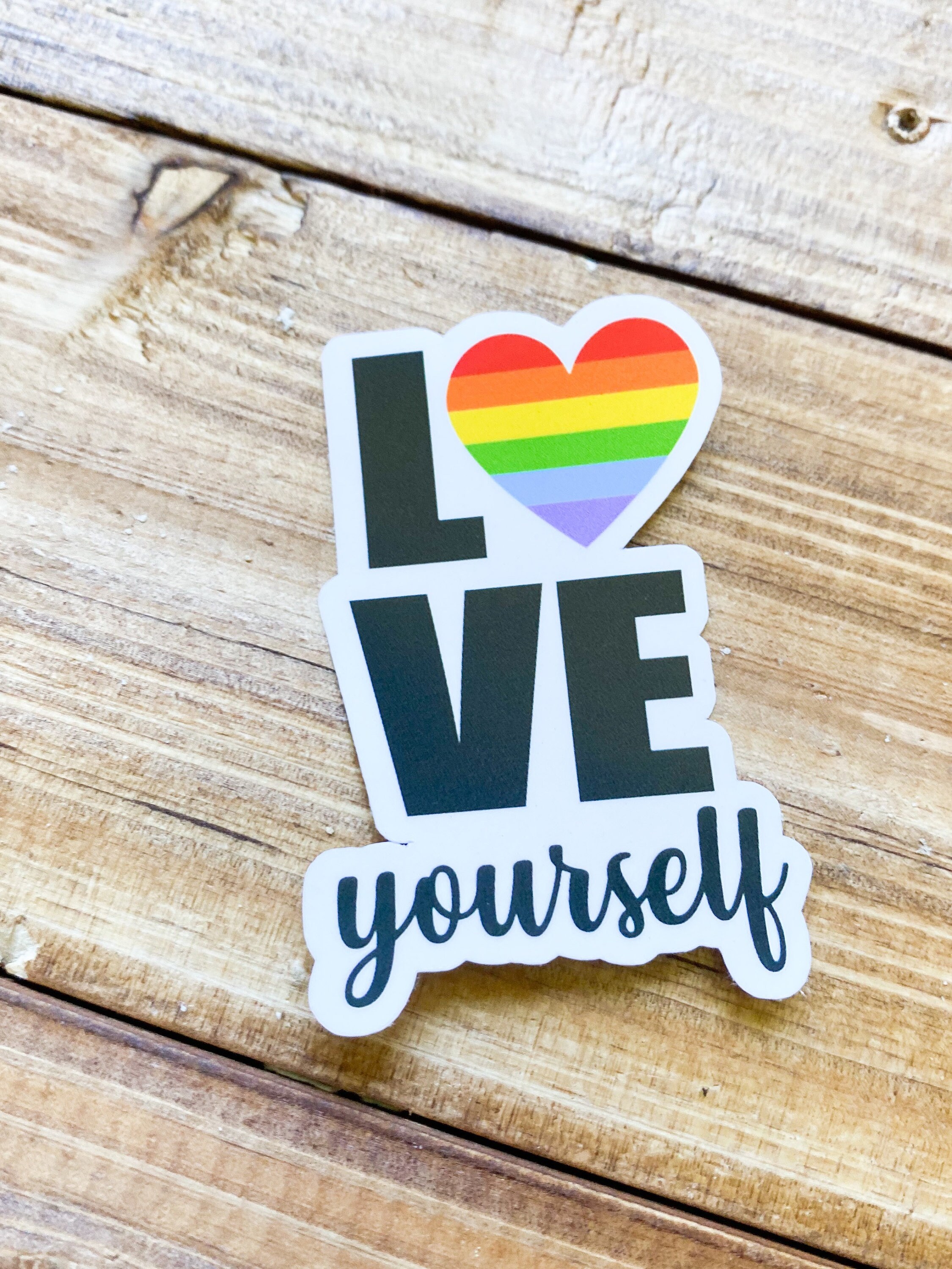 Love Yourself Gay Pride Sticker Arc En Ciel Ordinateur Etsy