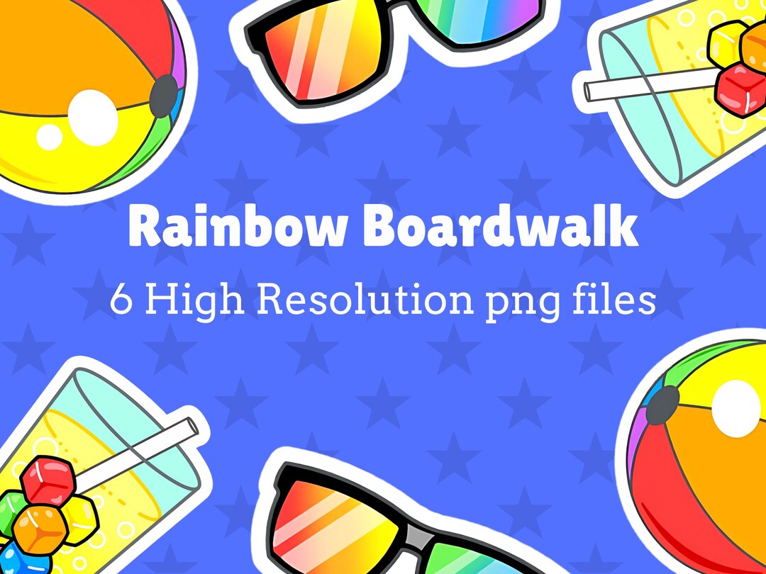 Rainbow Boardwalk Clip Art Pack-digital Stickers-cute Beach Summer ...