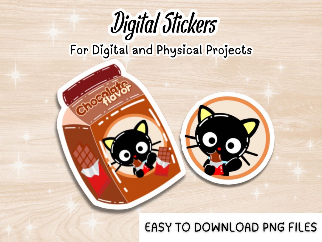 Chocolate Kitty, Digital Stickers, PNG Stickers, Cute Stickers - Etsy