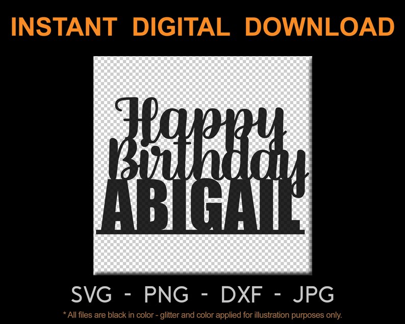 Happy Birthday Abigail Cake Topper SVG PNG DXF Cutting - Etsy