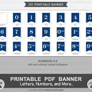 Printable PDF BANNER / Navy Blue and White Printable PDF Alphabet ...