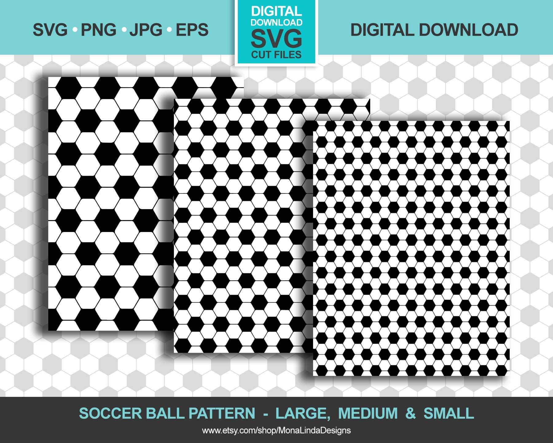 Soccer Ball Pattern SVG, Svg, Png, Pdf, Jpg, Sports, Instant Digital ...