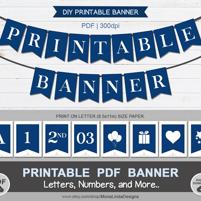 Navy Bunting Printable - Etsy