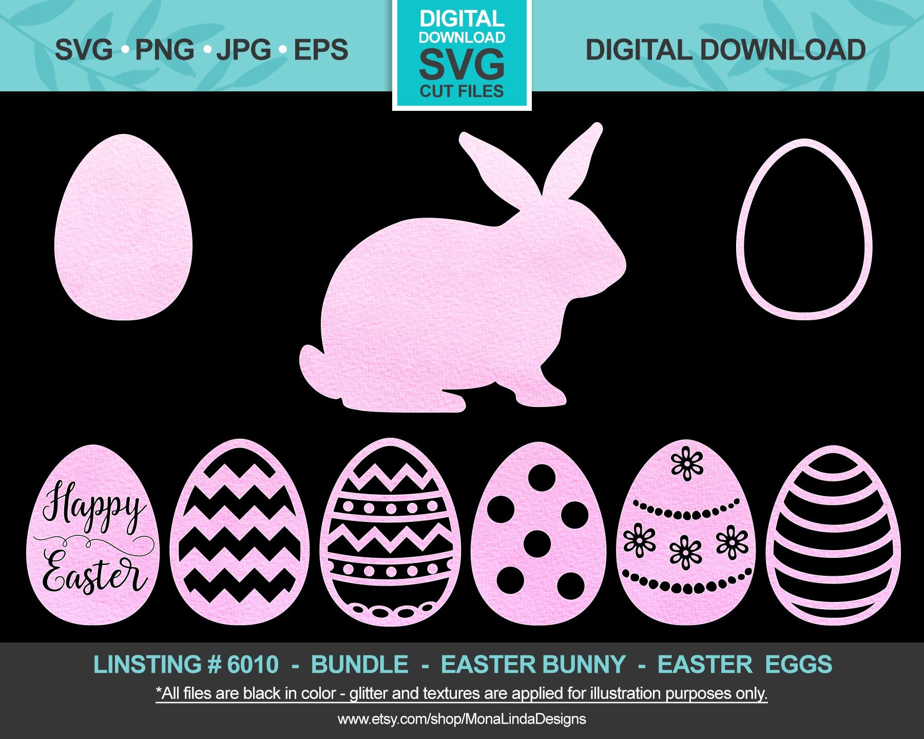 Easter Eggs and Easter Bunny SVG Easter Bundle Svg Cut File - Etsy