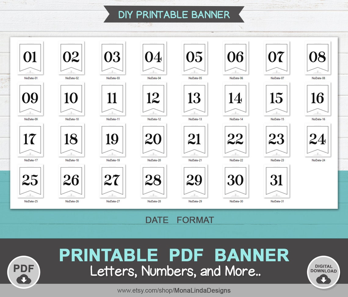 Printable PDF BANNER Printable Alphabet Letter Banner - Etsy