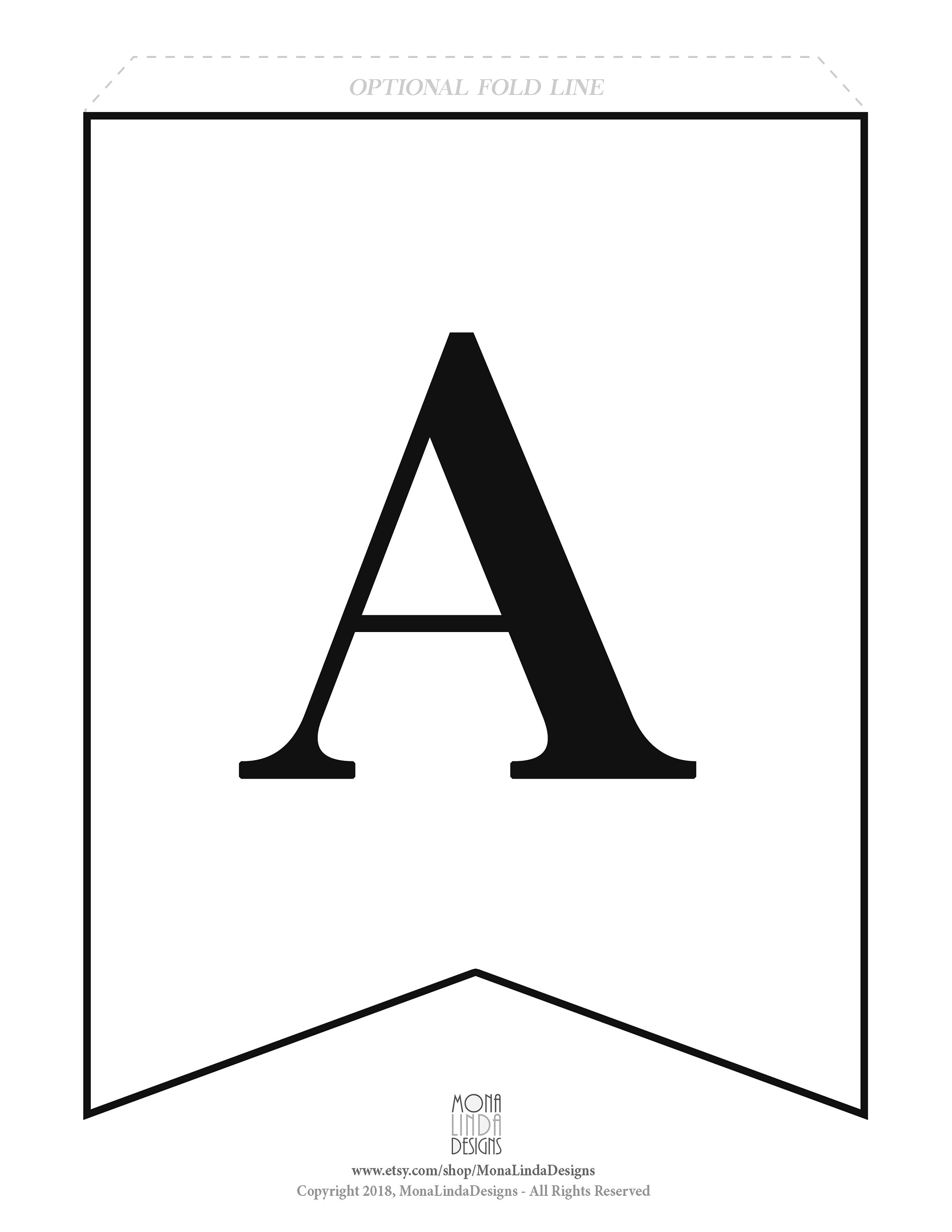 Printable PDF BANNER, Printable Alphabet Letter Banner, Printable ...