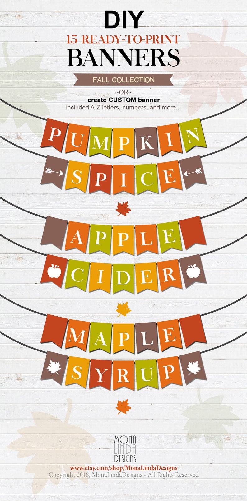 PRINTABLE PDF BANNER Fall Banner Autumn Banner Fall | Etsy