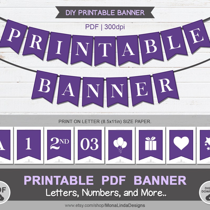 Purple Birthday Banner - Etsy